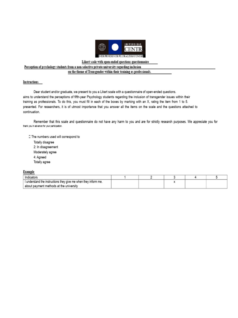 Likert Scale With Open-Ended Questions Questionnaire FINAAAAAL | PDF ...