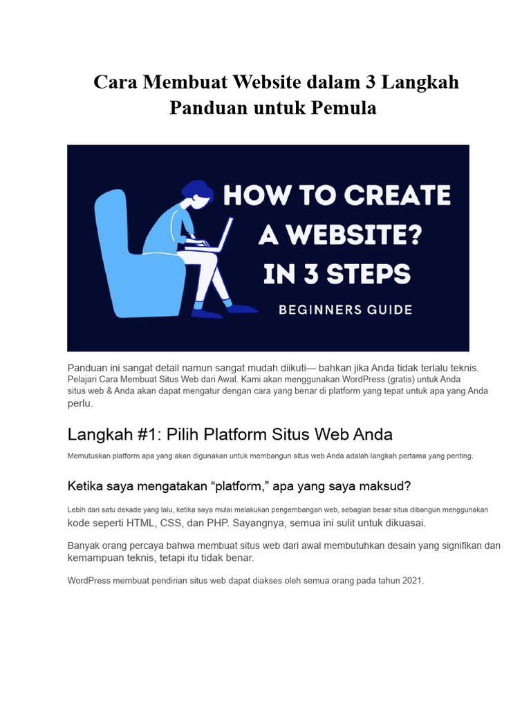 Cara Membuat Situs Web Dalam 3 Langkah - Panduan Pemula | PDF