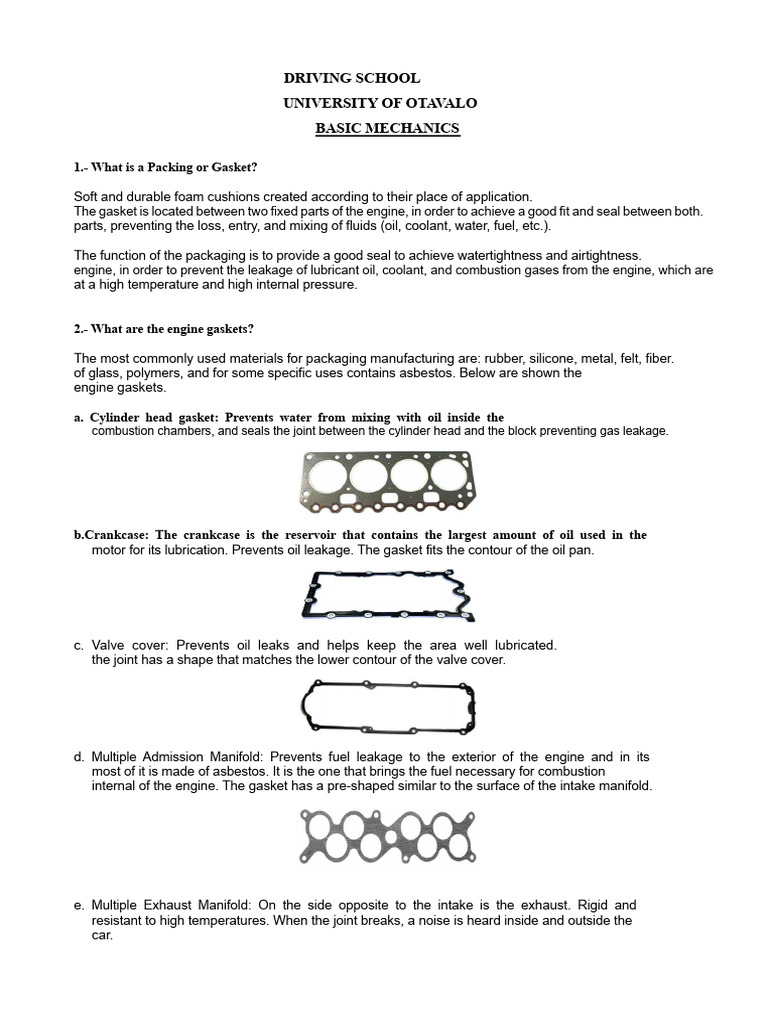 Gaskets and Engine Packaging | PDF | Leak | Engines