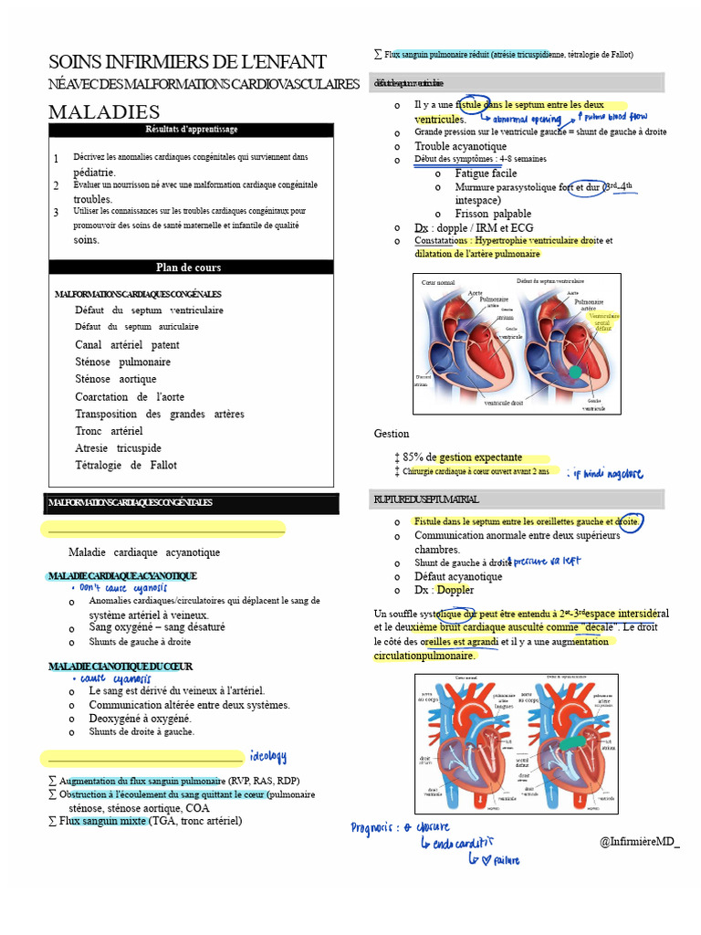 Soins Infirmiers de L'enfant Né Avec Des Malformations Cardiaques Congénitales | PDF ...