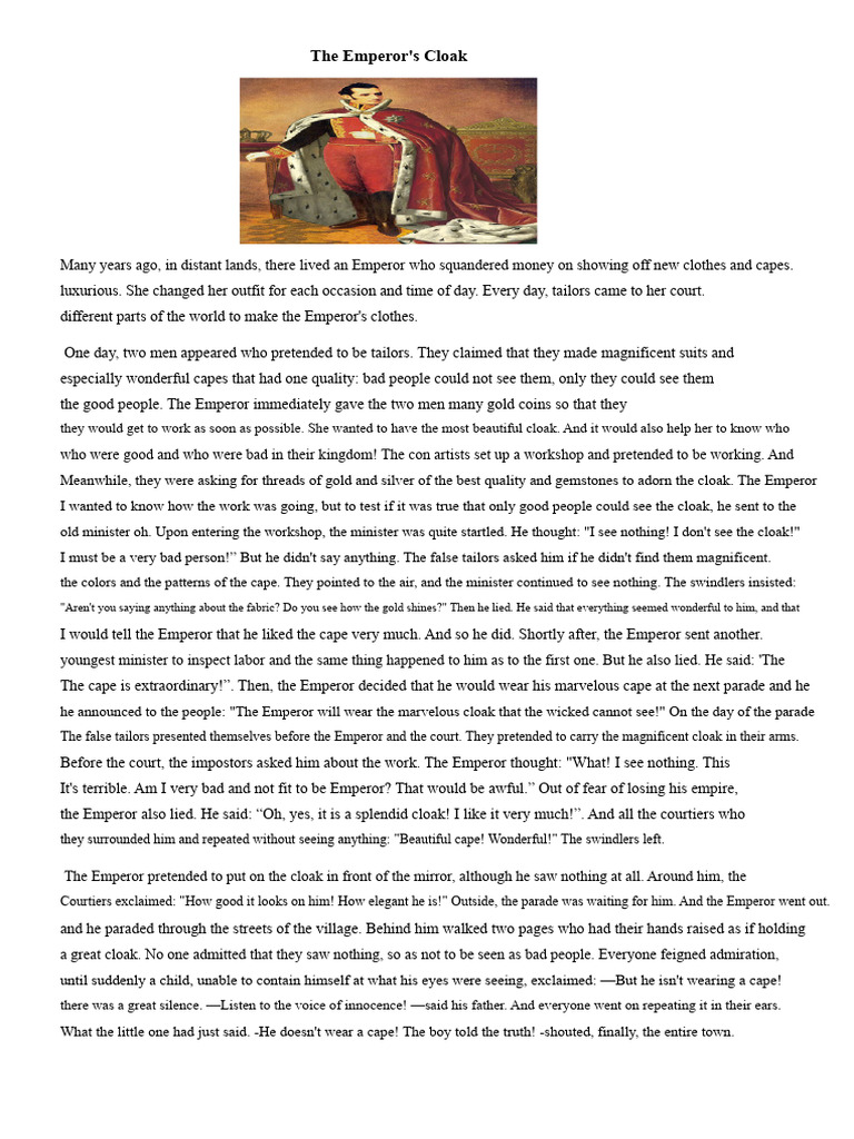 The Emperor's New Clothes | PDF | Cloak