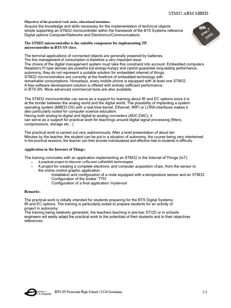 Presentation TP stm32 | PDF | Microcontroller | Embedded System