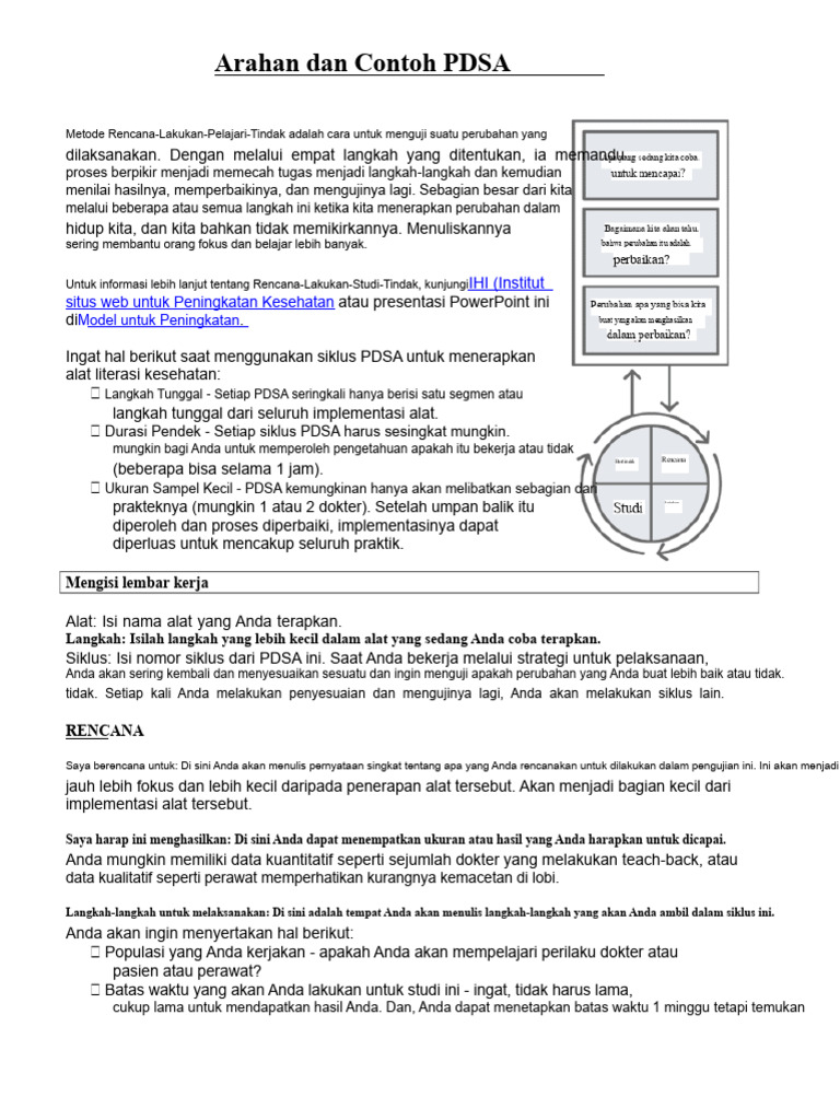 PDSA Lembar Kerja | PDF