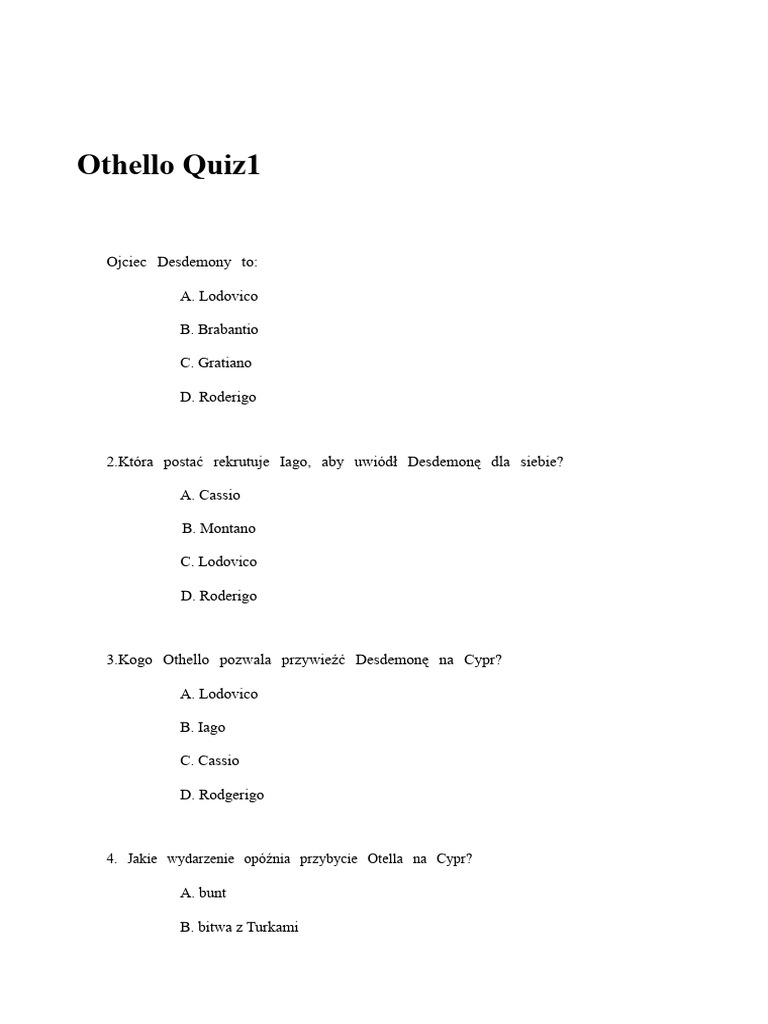 Othello Test Próbny | PDF
