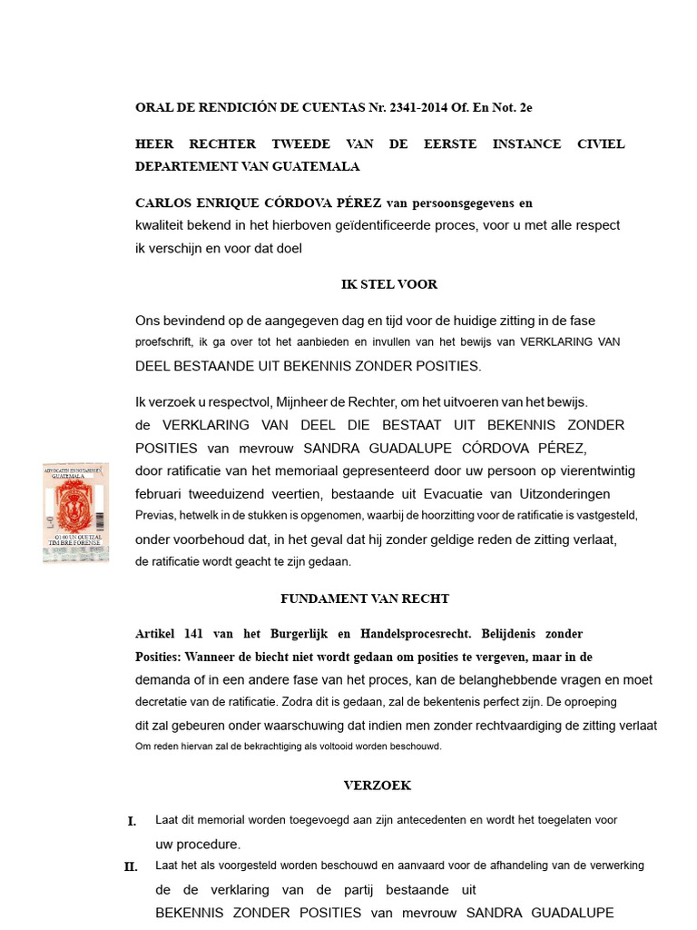 Mondeling Proces Bekentenis Zonder Posities PDF | PDF