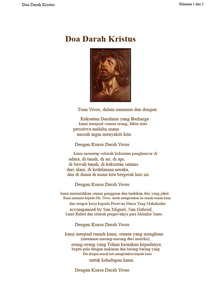 Doa Darah Kristus | PDF