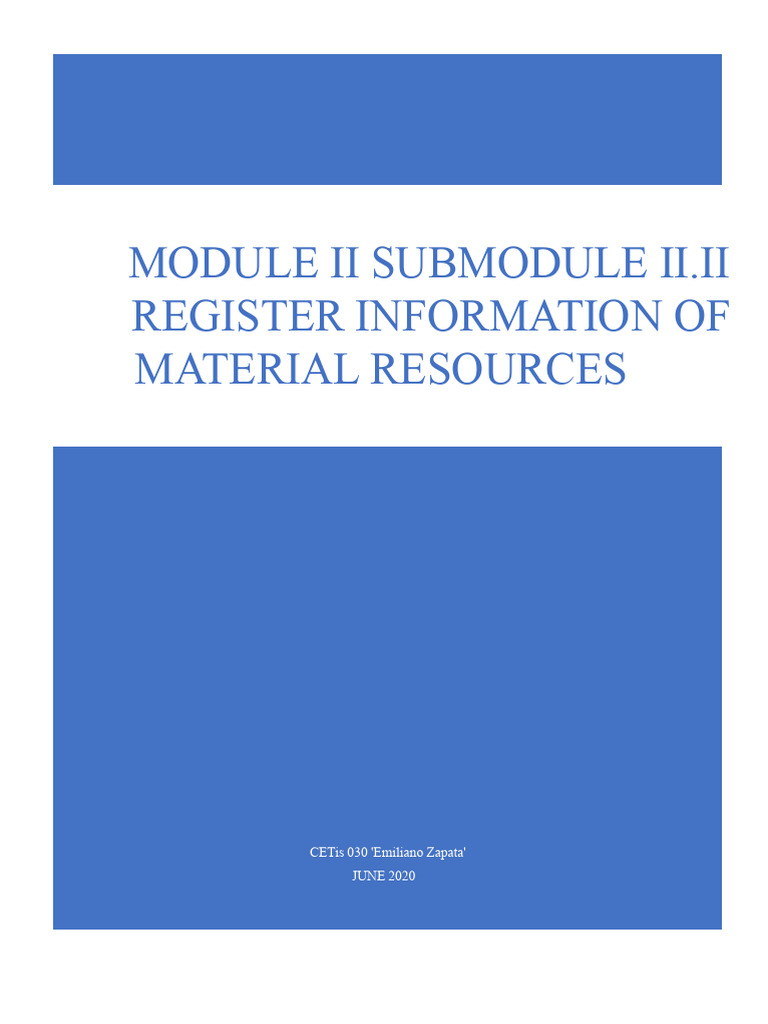Module II Submodule II - II Record Information On Material Resources ...