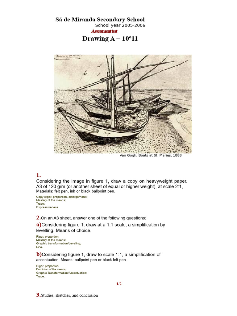 Van Gogh Drawing Assessment Guide | PDF | Drawing | Creativity