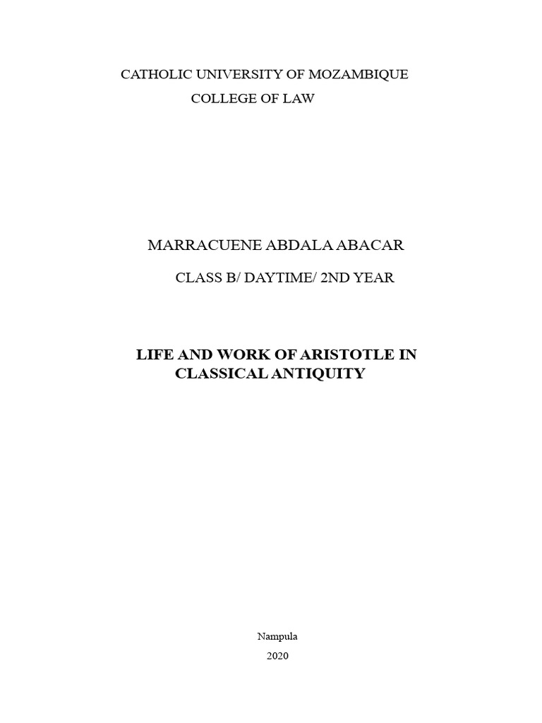 Life and Work of Aristotle in Classical Antiquity | PDF | Aristotle | Plato