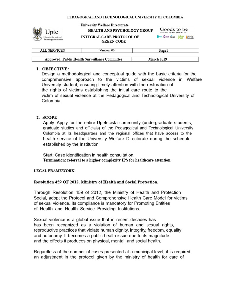 Green Code Protocol for Sexual Violence Care | PDF | Violence | Sexual ...