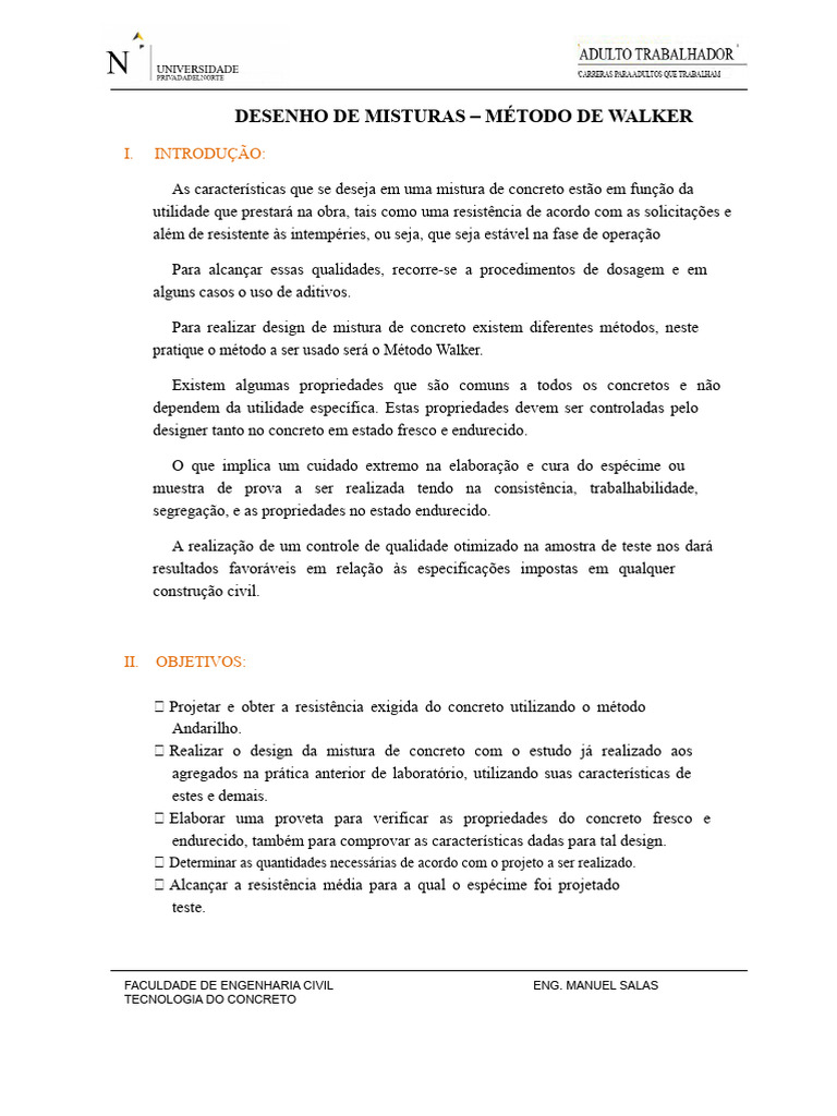 Desenho de Misturas: Método Walker | PDF | Concreto | Umidade