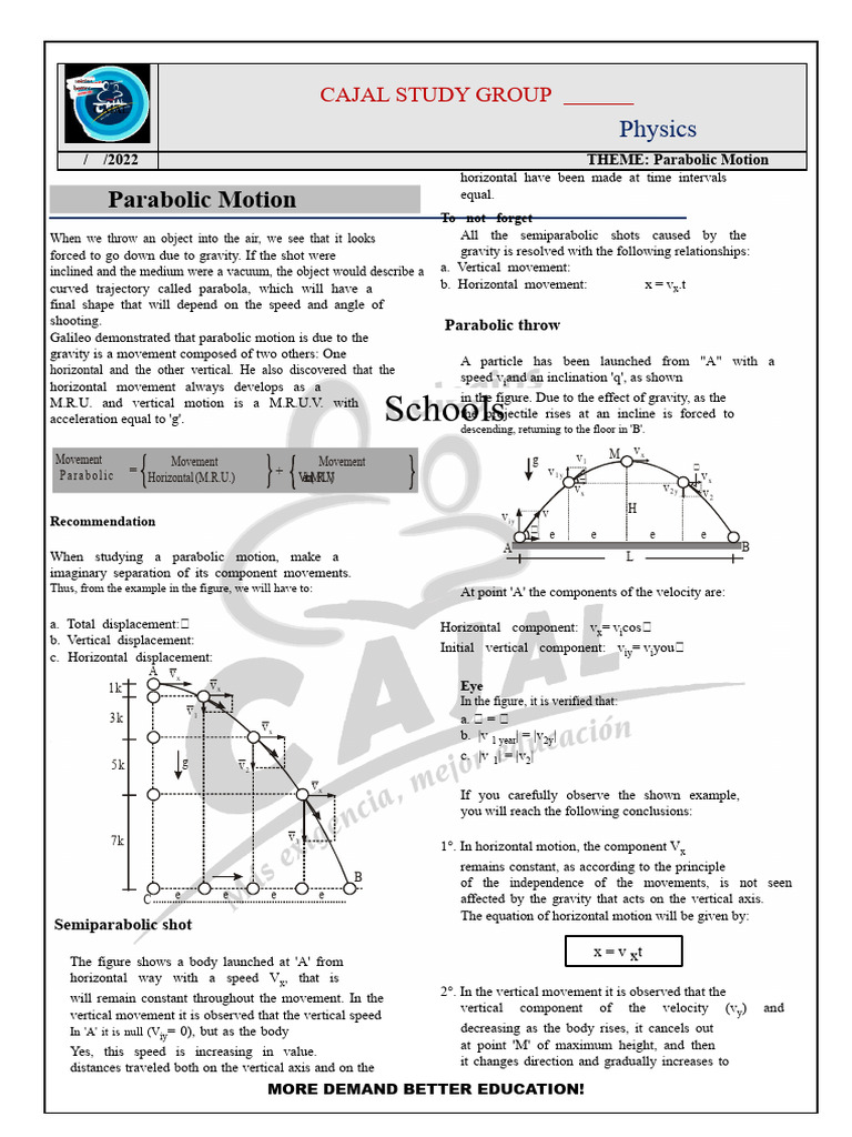 Parabolic Motion and Its Formulas | PDF | Mechanics | Motion (Physics)
