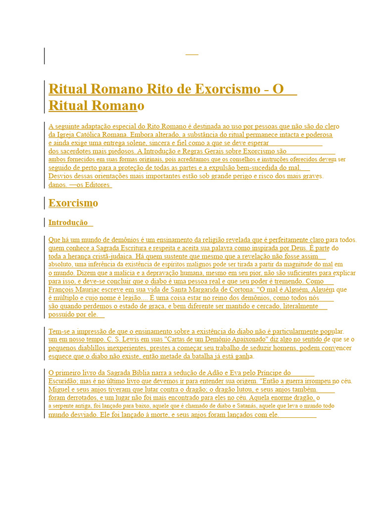 Ritual Romano - Rito de Exorcismo | PDF | Exorcismo | Diabo