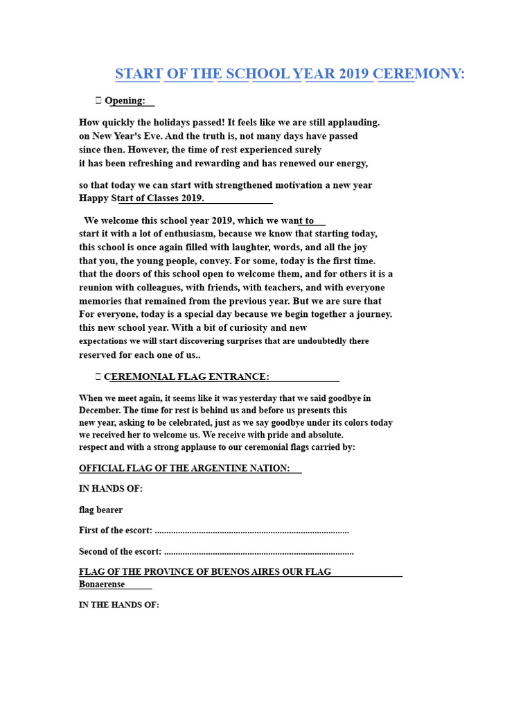 School Year 2019 Opening Ceremony | PDF