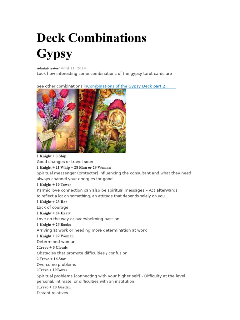 Gypsy Deck Combinations 2 | PDF | Love | Tarot