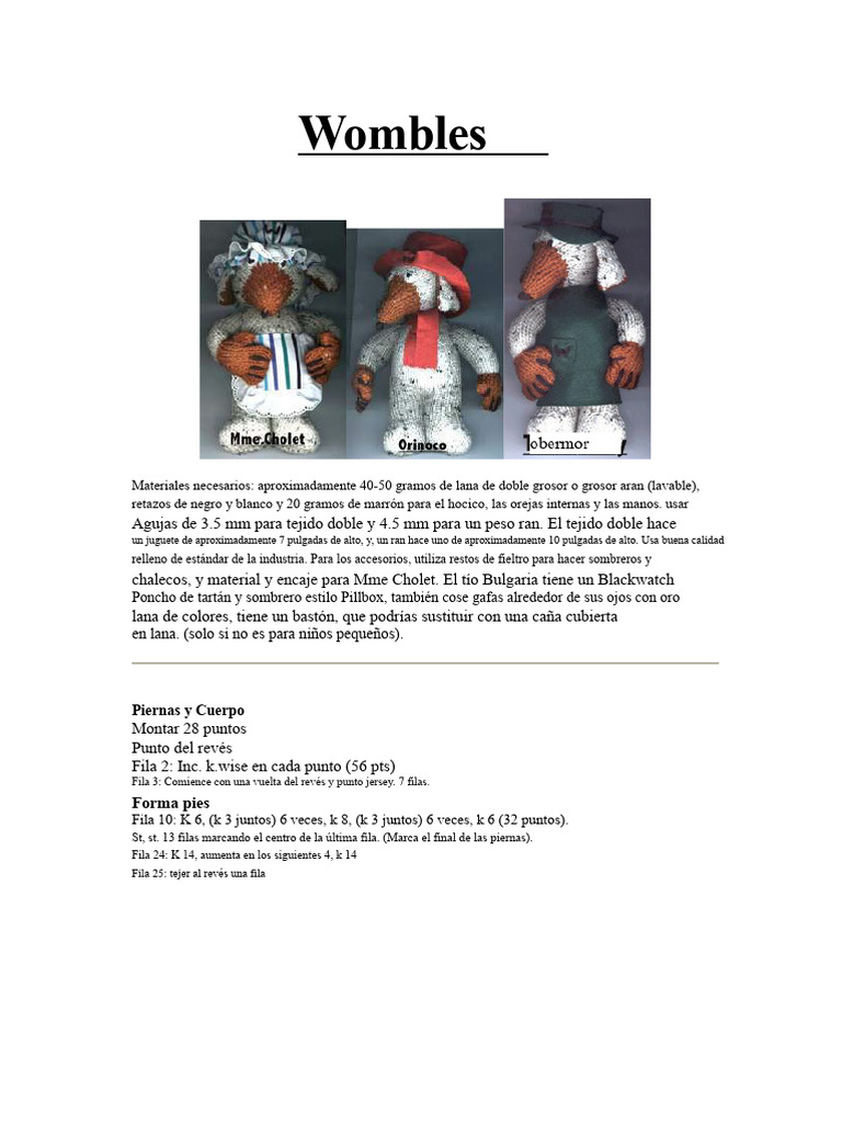 Cómo Tejer un Womble en Lana | PDF