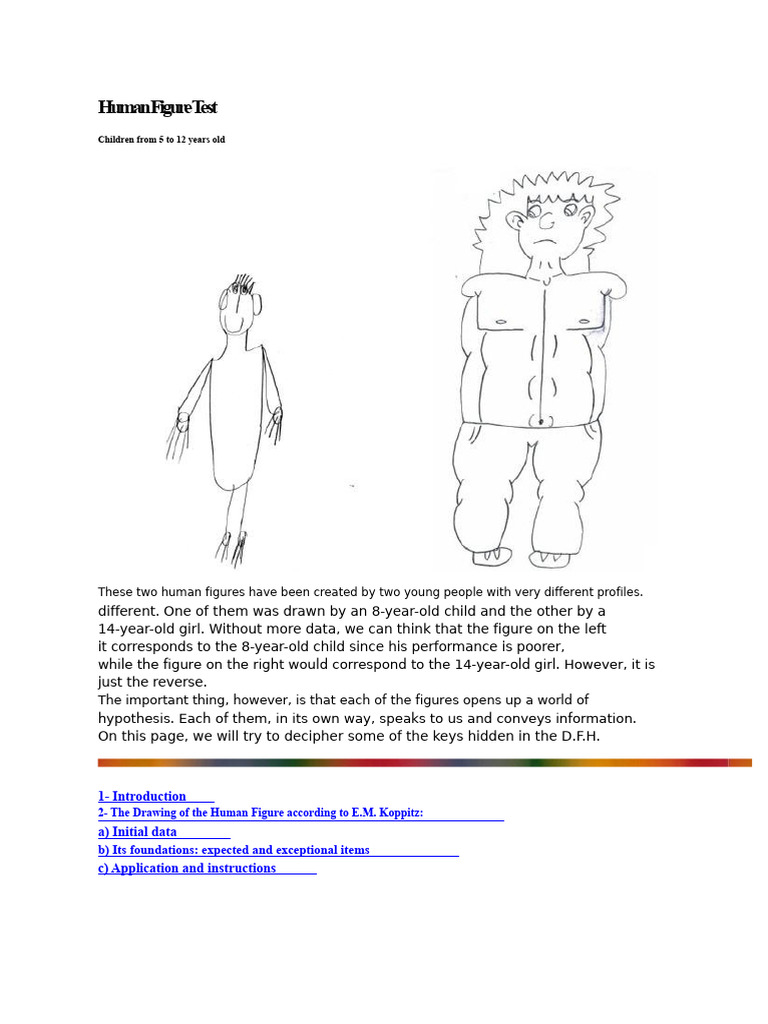 Human Figure Test - CHILDREN From 5 To 12 Years Old | PDF ...