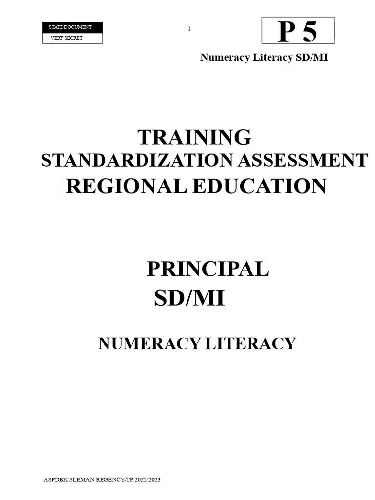 Question_ASPDBK_TO5_-_Numerical_Literacy | PDF | Multiple Choice