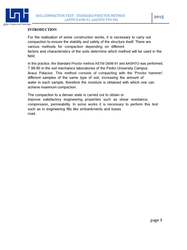 Standard Proctor Soil Compaction Test | PDF