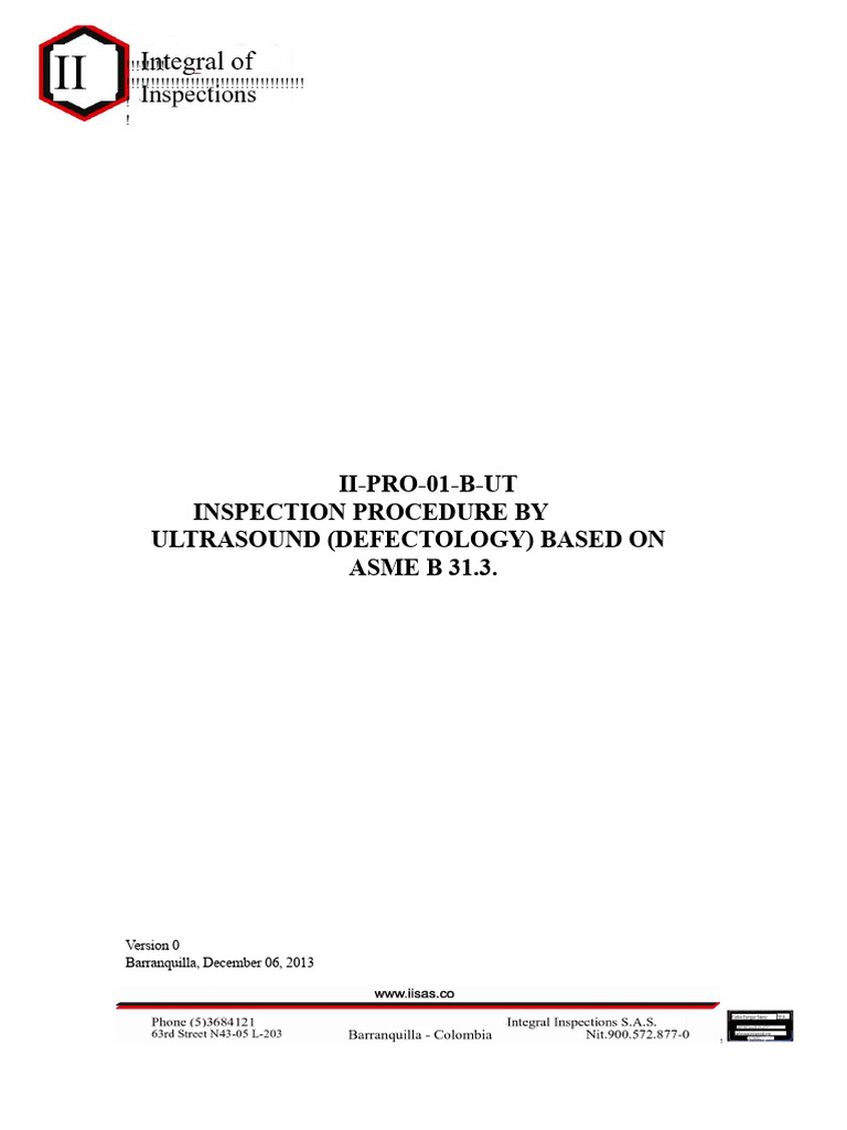 UT Procedures ASME B31.3 IISAS | PDF | Ultrasound | Welding