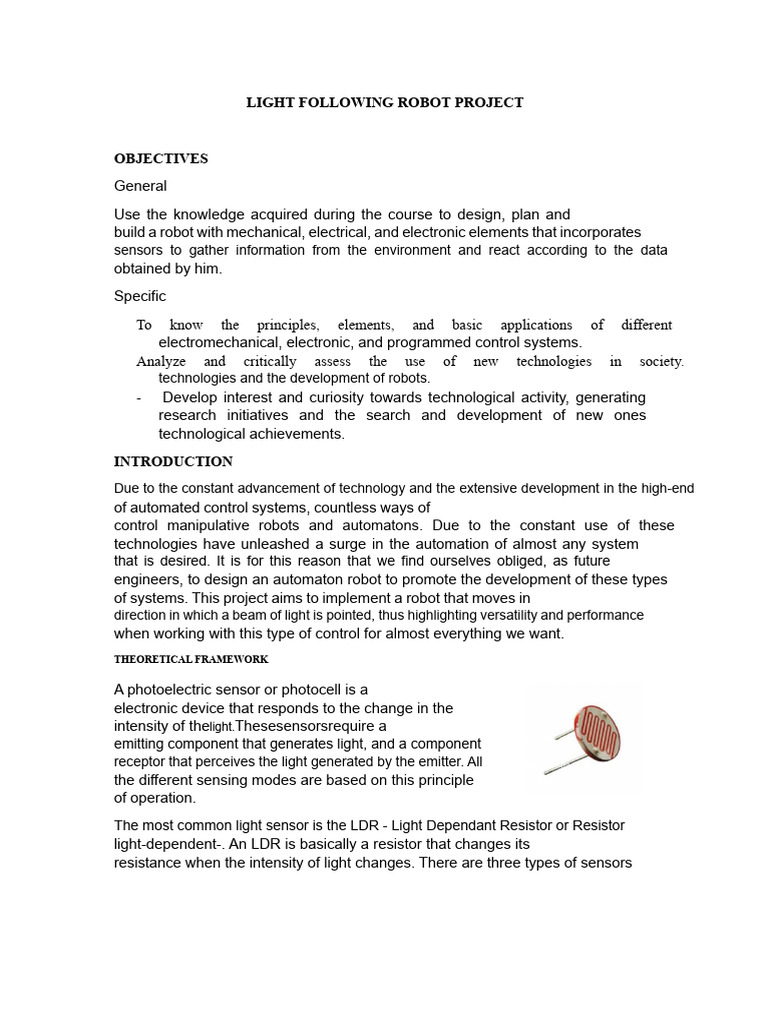 Project Light Following Robot | PDF | Electricity | Electric Current