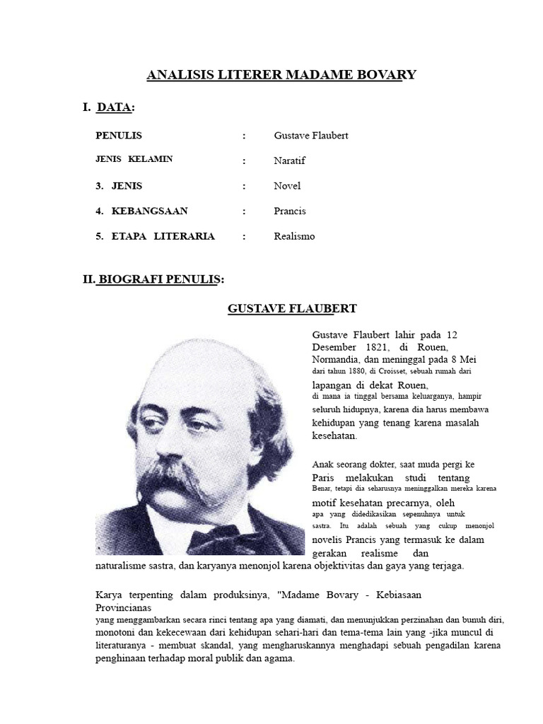 Analisis Novel Madame Bovary Flaubert | PDF