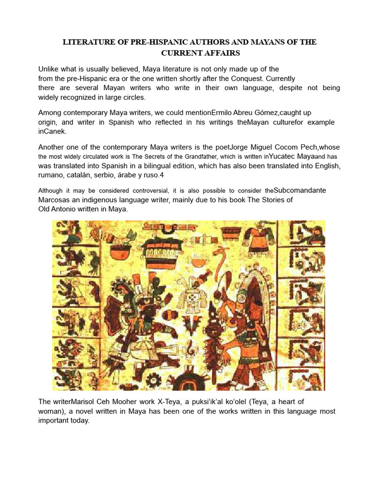 Literature of Pre-Hispanic and Maya Authors of Today | PDF | Maya ...