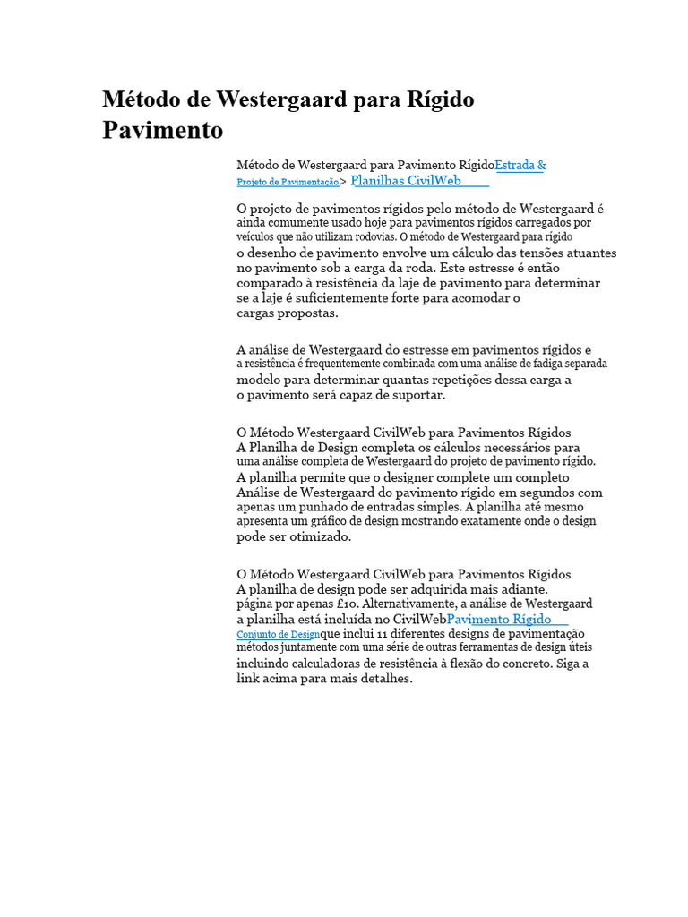 Método Westergaard para Pavimentos Rígidos | PDF | Estresse (Mecânica ...