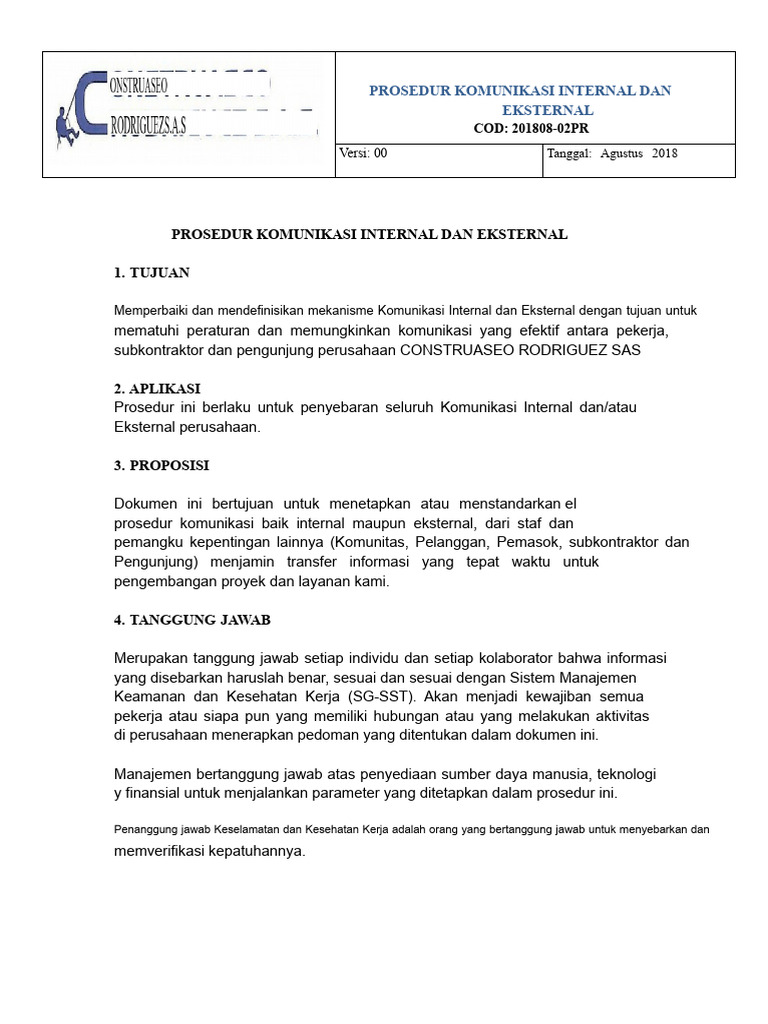 Prosedur Komunikasi Internal dan Eksternal | PDF