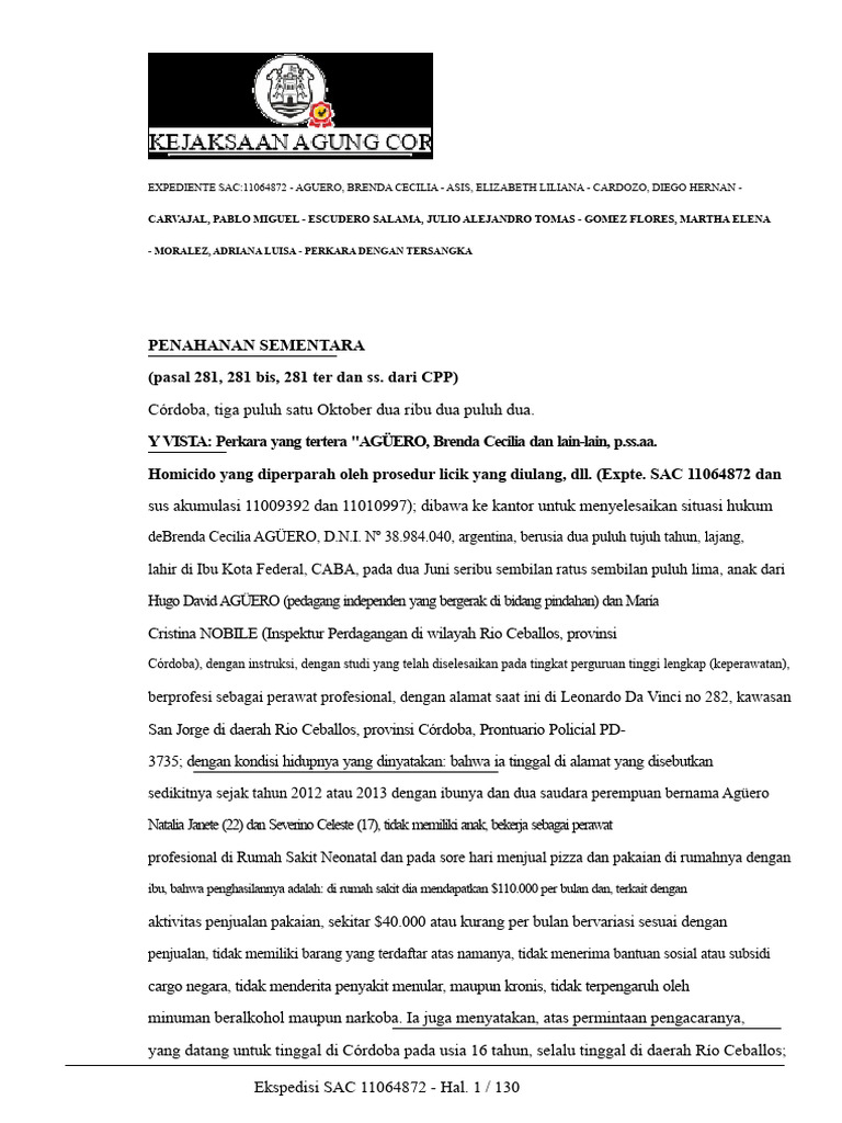 Berkas Peradilan Brenda Agüero | PDF