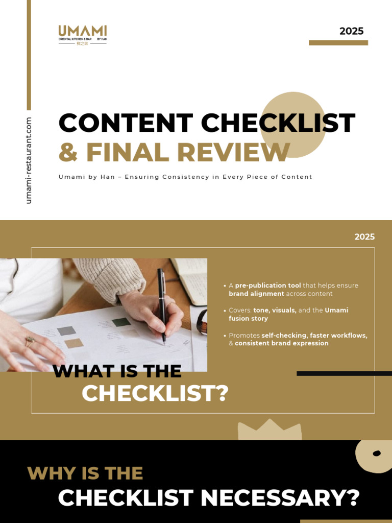 Tool Overview - Content Checklist & Final Review - Umami by Han | PDF ...
