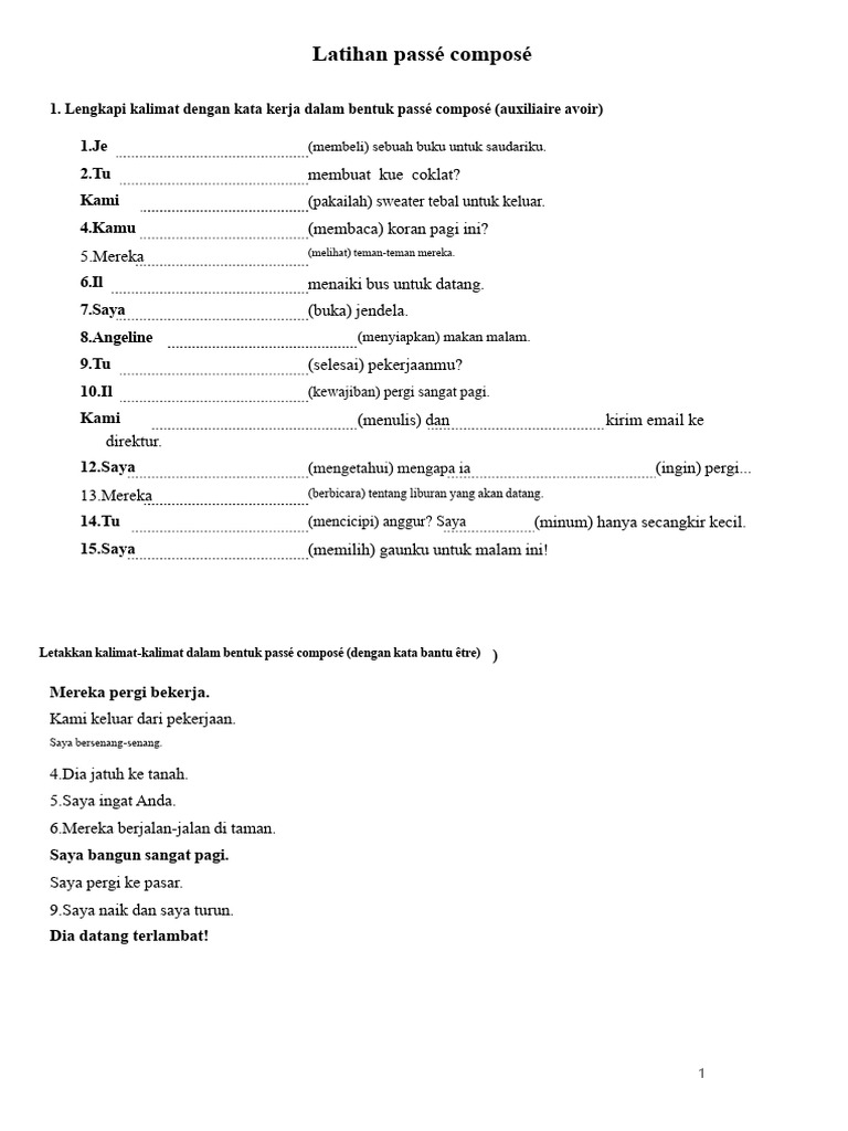 Latihan Passe Compose | PDF