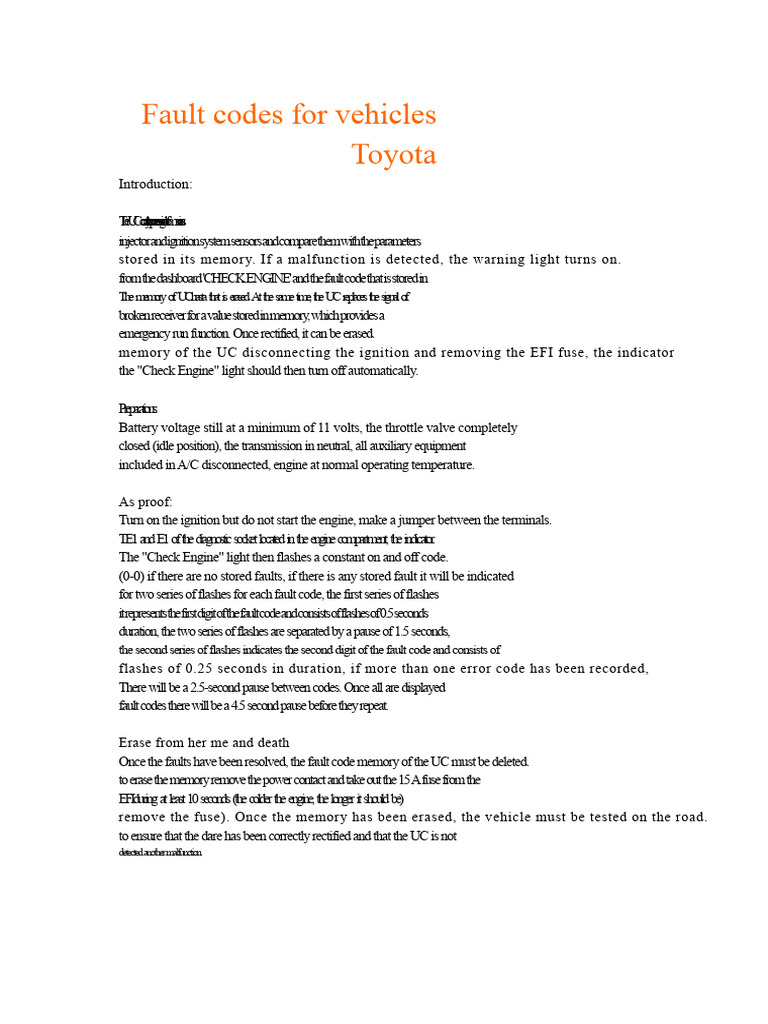 Toyota Vehicle Fault Codes Guide | PDF | Throttle | Fuse (Electrical)