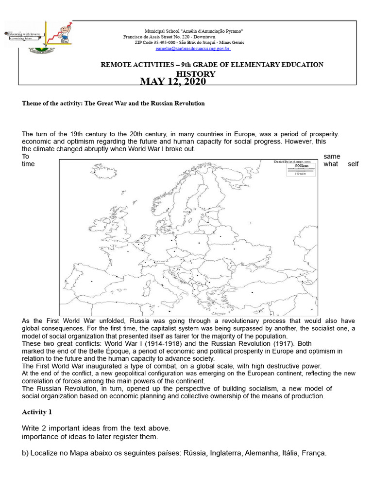 Remote Activity - 9th GRADE HISTORY | PDF | Austria Hungary | Balkans