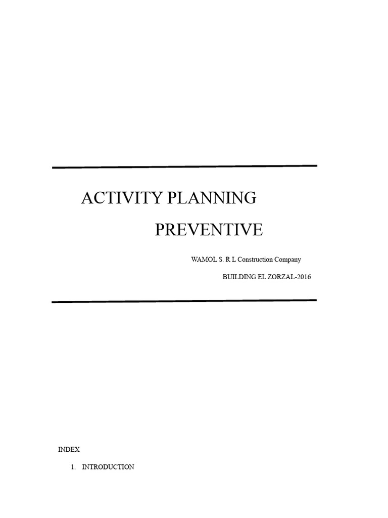 Preventive Activity Planning Guide | PDF | Risk | Occupational Safety ...