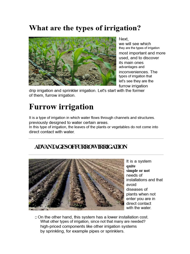 Types of Irrigation Systems Explained | PDF | Hydroponics | Irrigation