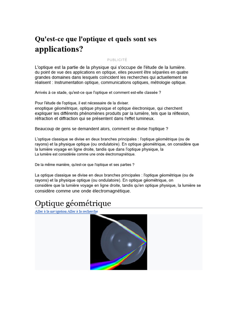 Comprendre l'optique et ses applications | PDF | Optique | Lumière