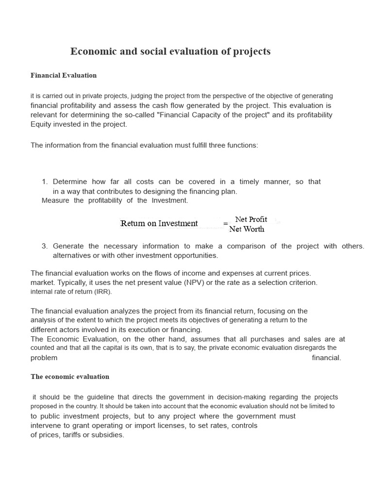 Economic and Financial Project Evaluation | PDF | Net Present Value ...