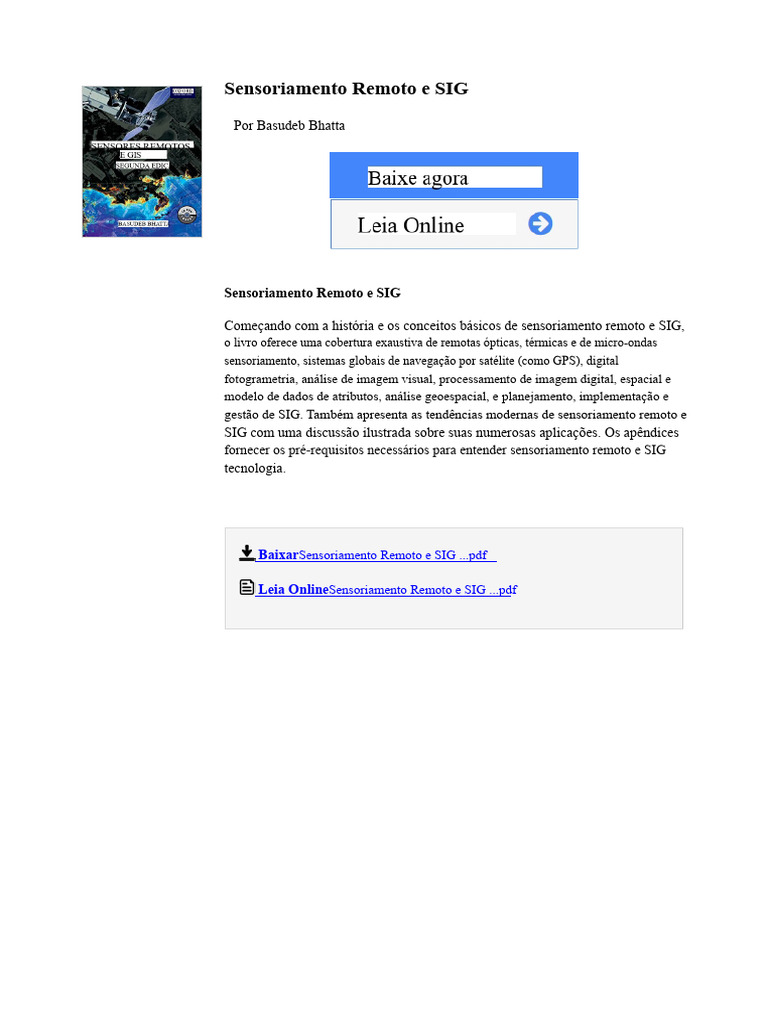 Sensoriamento Remoto e SIG Por Basudeb Bhatta | PDF | Sensoriamento ...