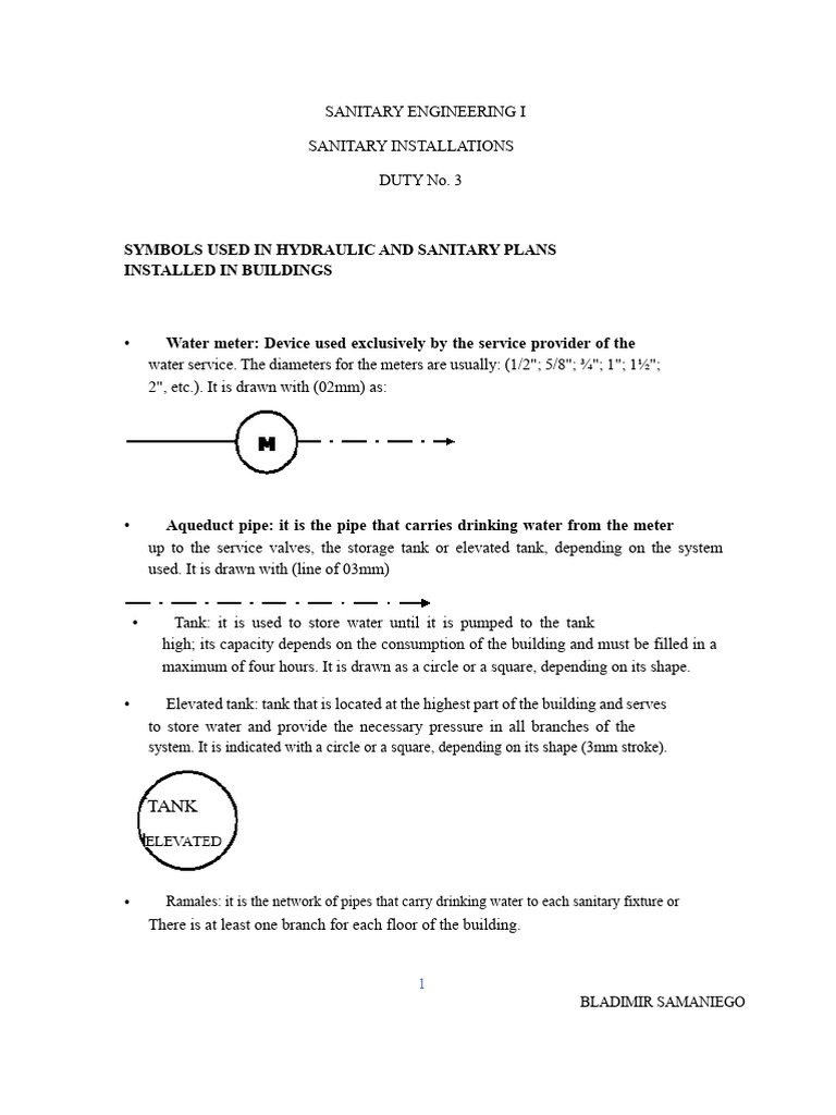 Hydraulic Symbols for Sanitary Plans | PDF | Pipe (Fluid Conveyance ...