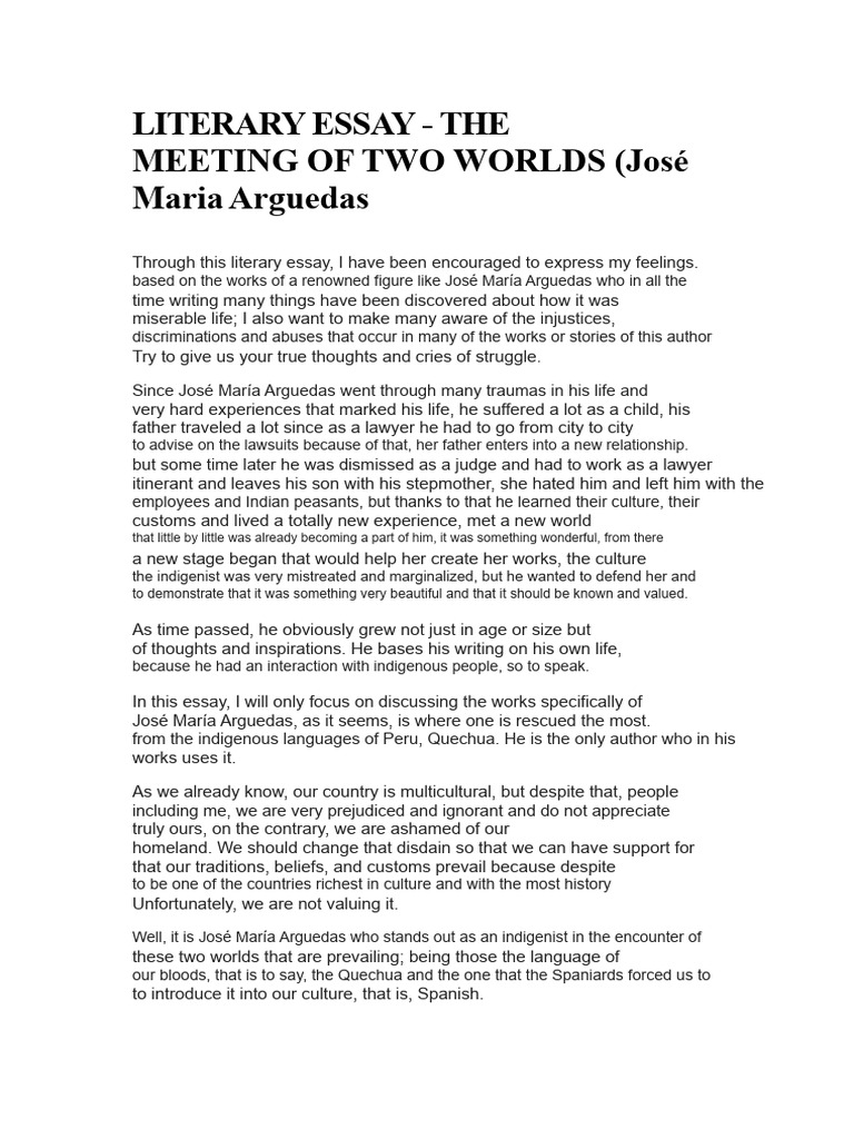 Task of The LITERARY ESSAY COLLISION OF TWO WORLDS YT17 | PDF