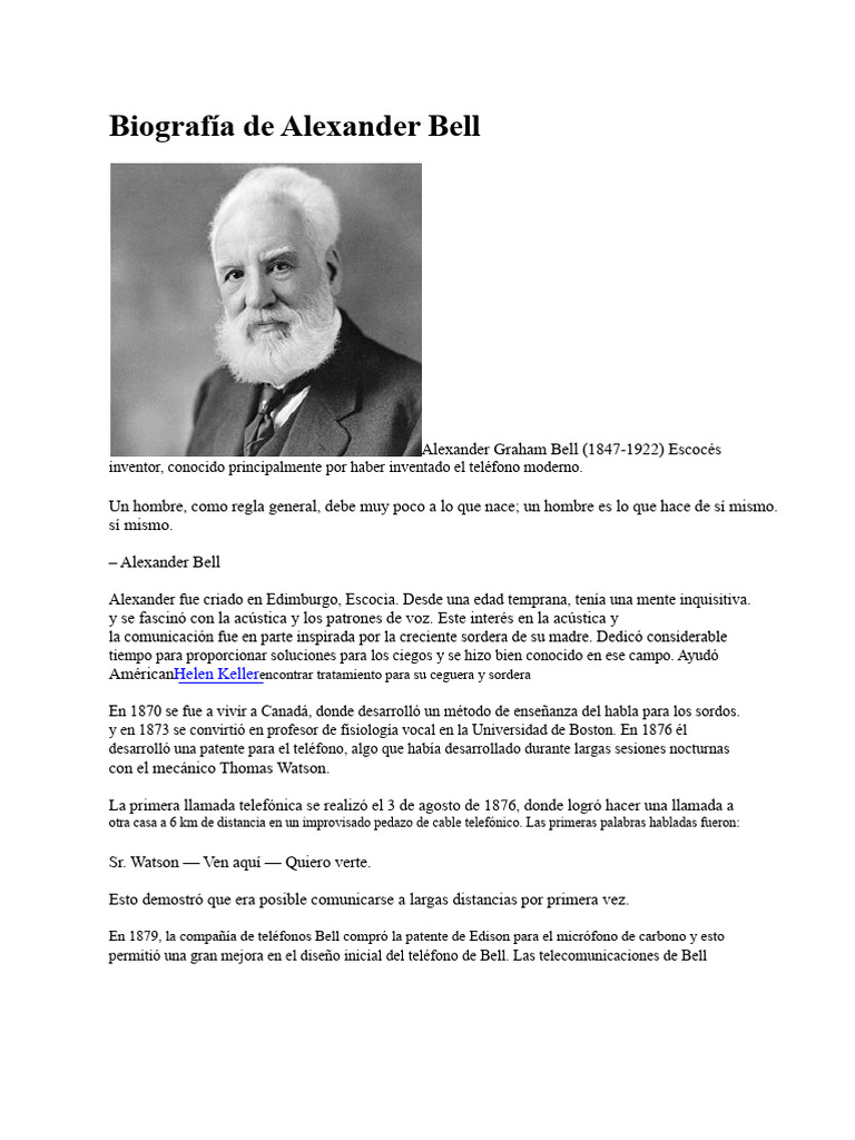 Biografía de Alexander Graham Bell | PDF | Teléfono | Telecomunicaciones
