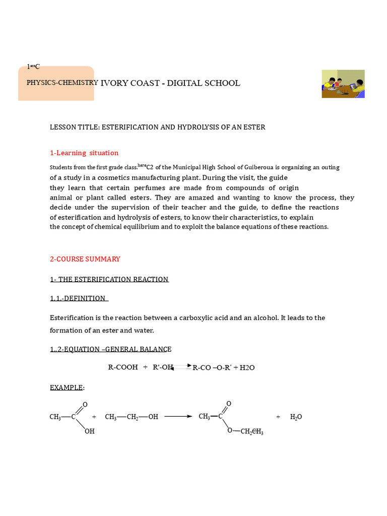 1st CD - APC - Esterification and Hydrolysis of An Ester | PDF | Ester ...