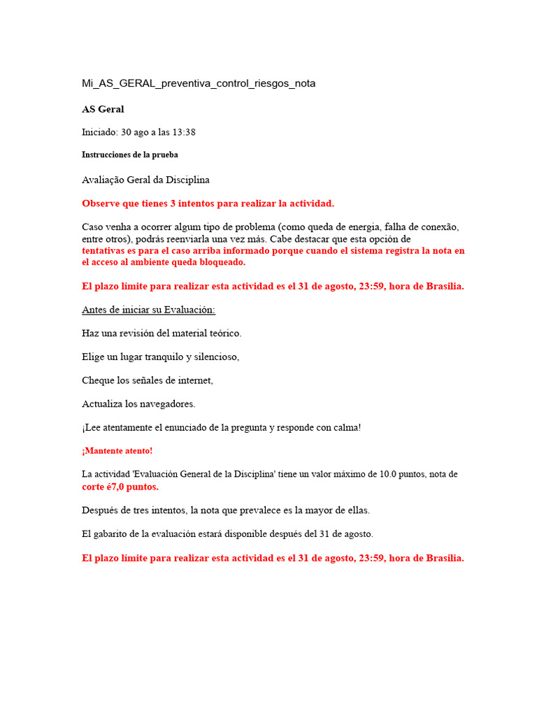 Mi AS GENERAL 2 Prevención Contra Riesgos Nota 10 | PDF | Invalidez ...
