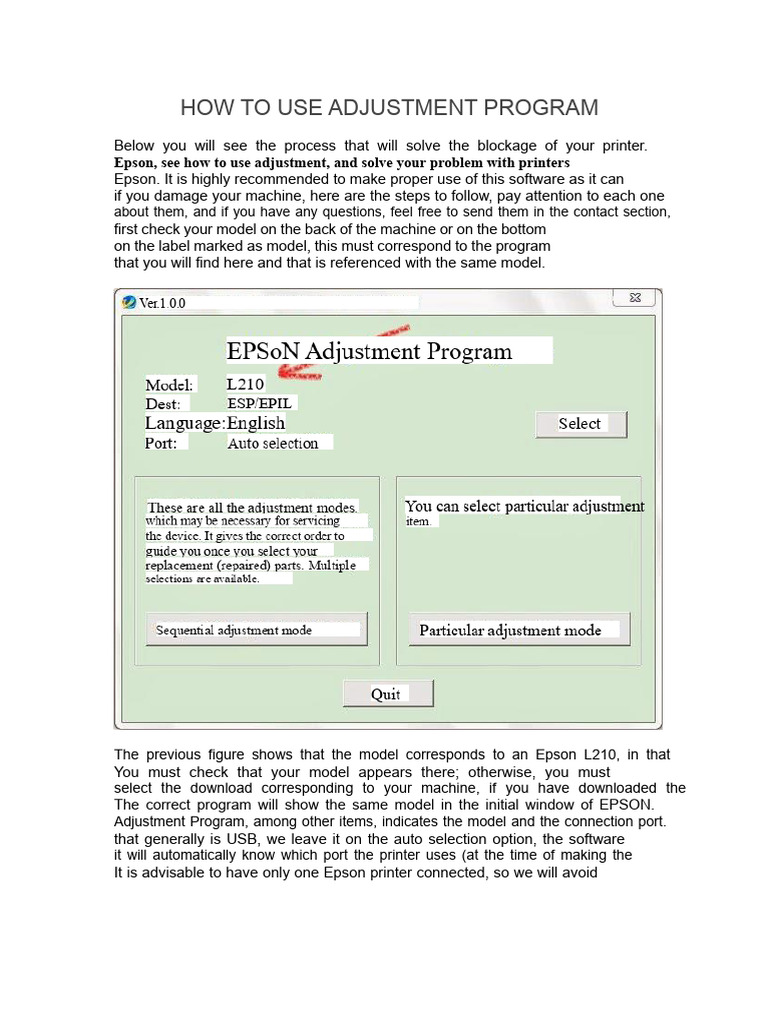 How To Use Adjustment Program | PDF | Printer (Computing) | Computing