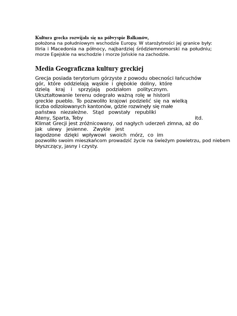 Kultura Grecka 1 | PDF