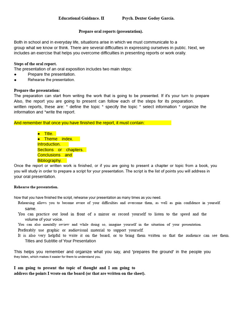 Prepare Oral Reports (Presentation) | PDF | Psychology | Cognition