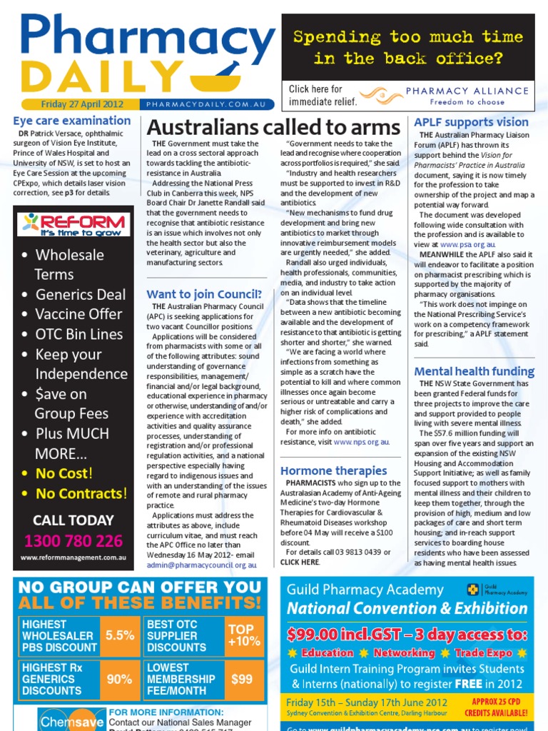 Pharmacy Daily For Fri 27 Apr 2012 - Antibiotics, APLF, Pfizer Issues ...