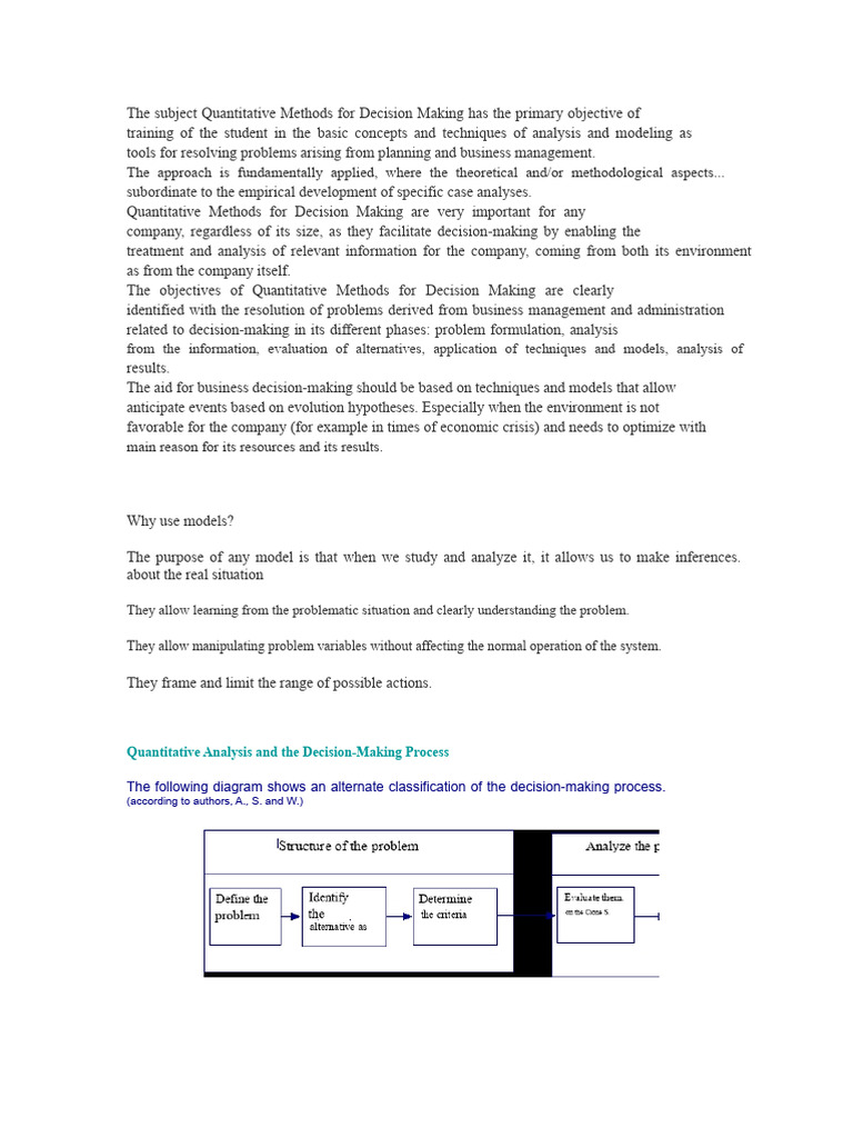 Quantitative Methods For Decision Making | PDF | Quantitative Research | Conceptual Model
