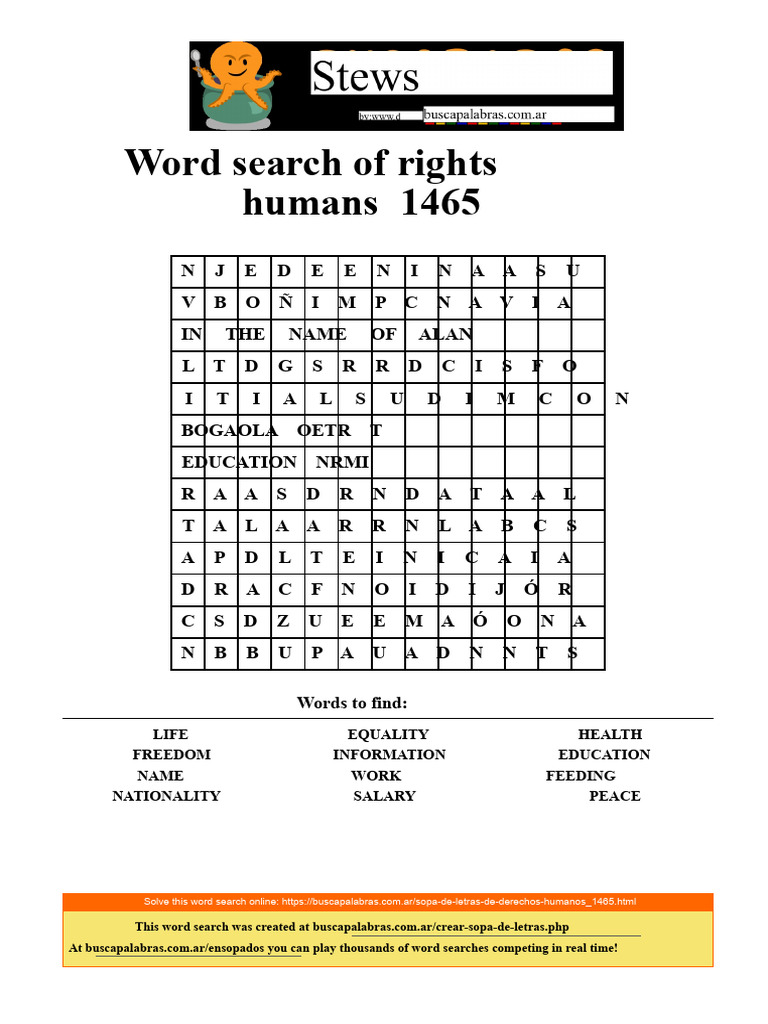 Word Search of Human Rights - 1465 | PDF
